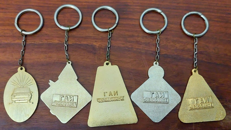 1986 Road Police USSR key rings Pinocchio, Karlsson, cat Leopold ...