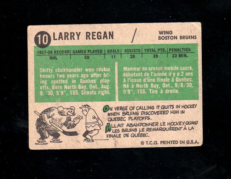 1958-59 Topps #10 Larry Regan | eBay