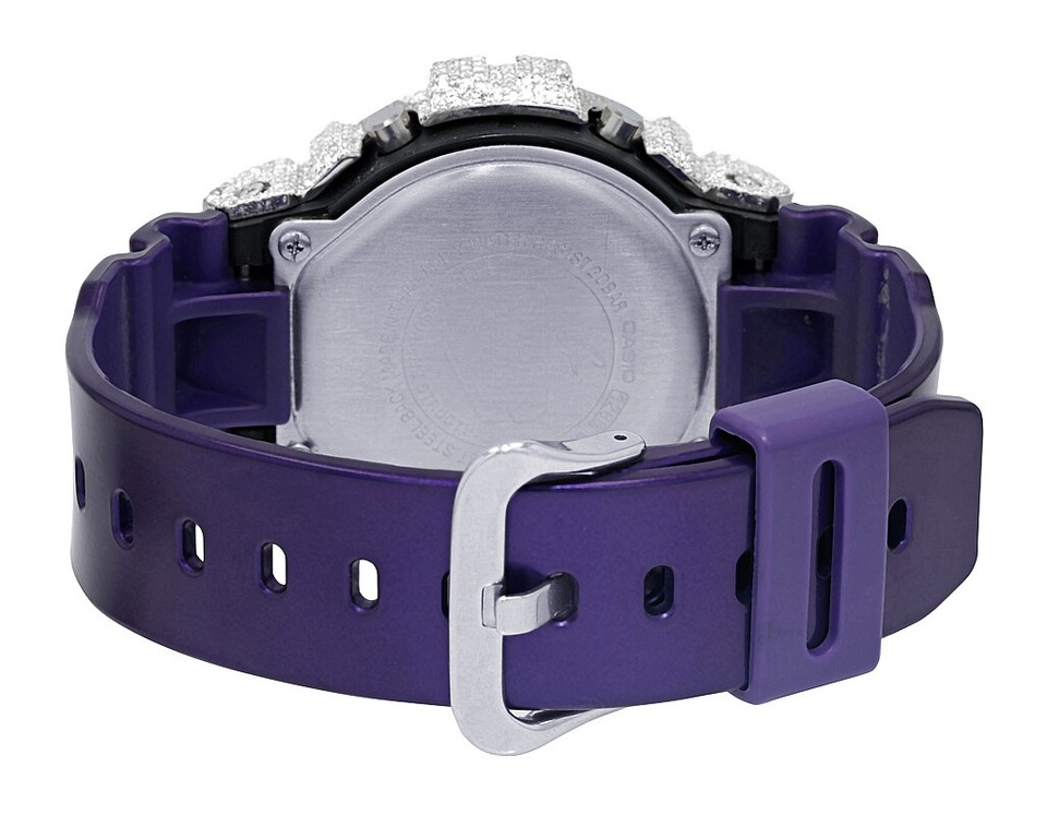 Casio G-Shock Purple 6900 Iced Out Diamond Watch 9 9/10CT | eBay
