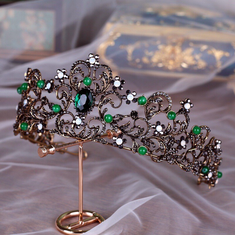 55 Styles Green Crystal Queen Princess Tiara Crown Wedding Princess For ...