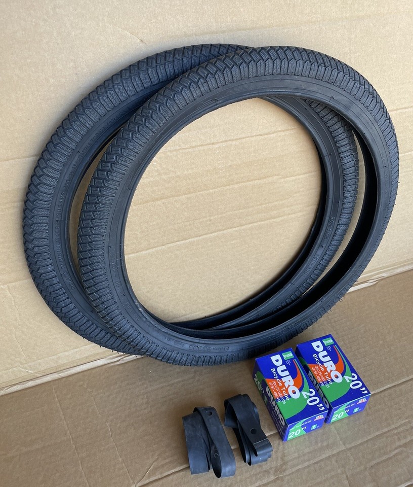 Pair of 20 x 1.95 Bicycle Tires + Tubes Bundle All Black Freestyle ...