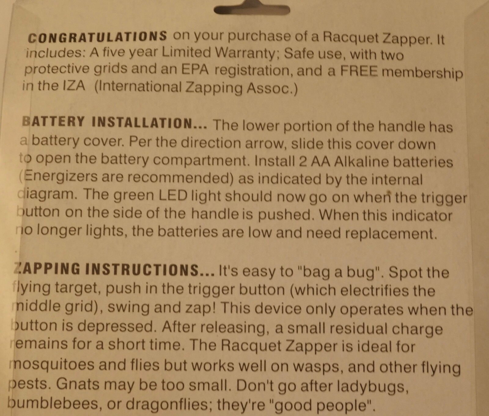 Vintage Novelty Racquet Zapper-Bug Zapper, New In Org. Packaging | eBay