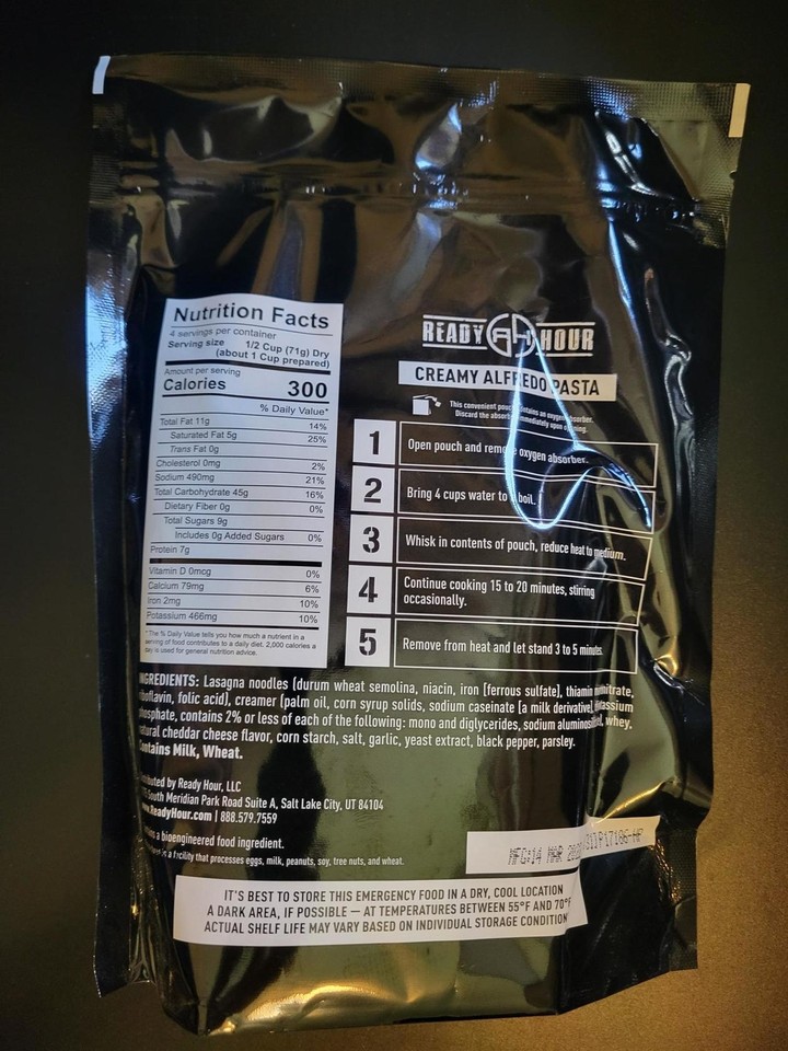 Creamy Alfredo Pasta 25-year Shelf Life Emergency 4 Serving Survival ...