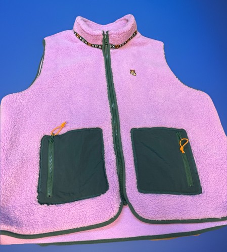 Teddy Fresh Sherpa Fleece Vest XL Lavender Green Zip Up Embroidered ...