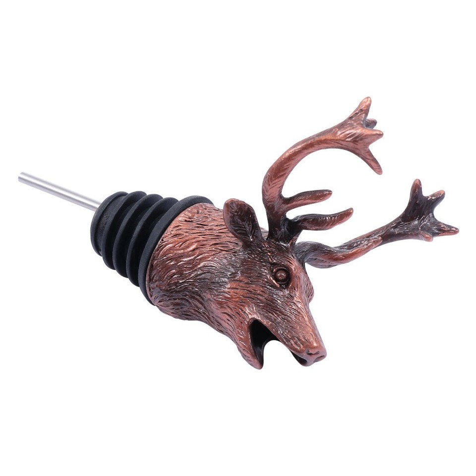 Elk Head Wine Pourer Zinc Alloy Decorative Bottle Stopper For Red Wine ...