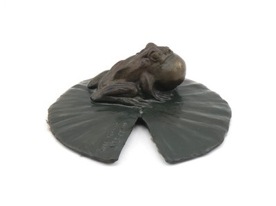 William H. Turner Bronze Bullfrog on Lily Pad Sculpture, 1988 | eBay