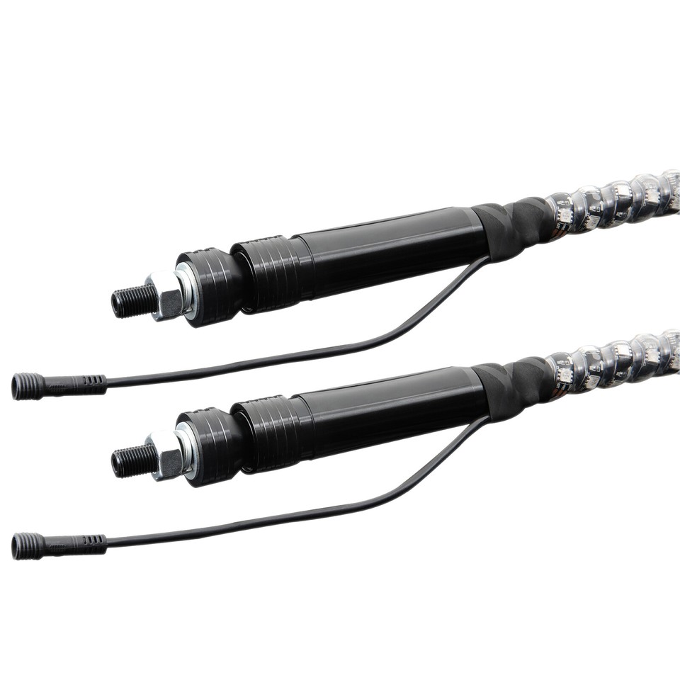 Pair 3FT Lighted Spiral LED Whip Antenna w/Flag & Remote+Springs For ...