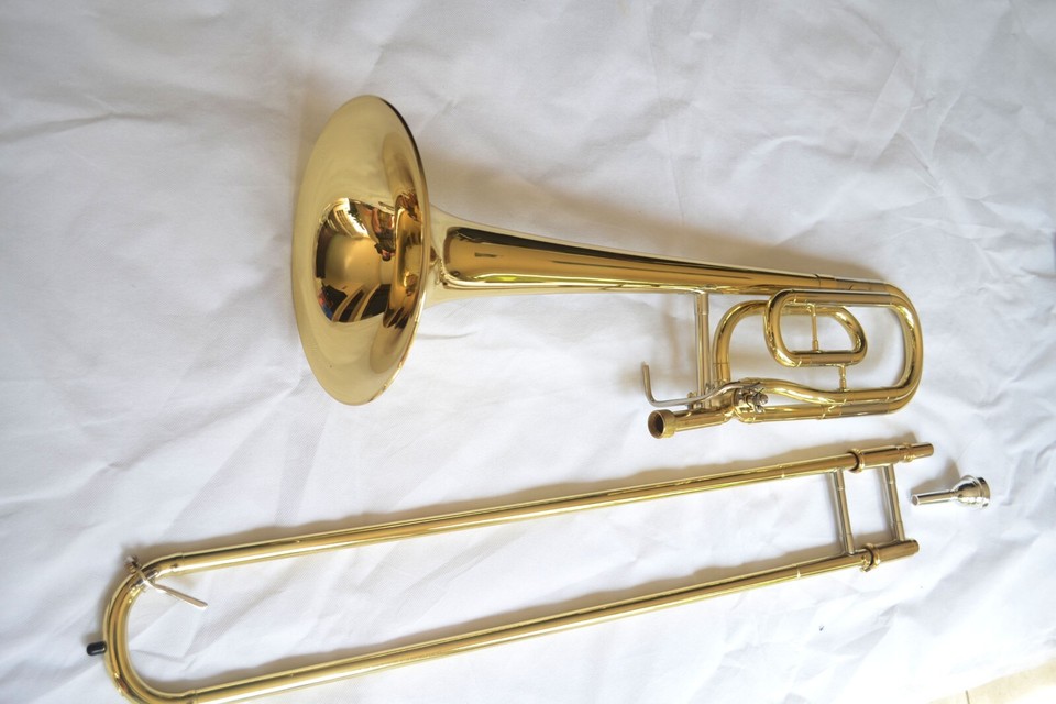 Funion Bass Tuning Trombone Kit Bb/F Key Yellow Brass Body Gold Lacquer ...