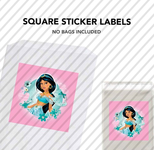 12 Aladdin Jasmine 2.5" Sticker Labels for Bag Treat Box Party Favor ...