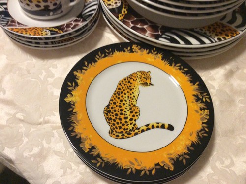 FC porcelain animal printdinner plates set 20 Pcs giraffe zebra leopard ...