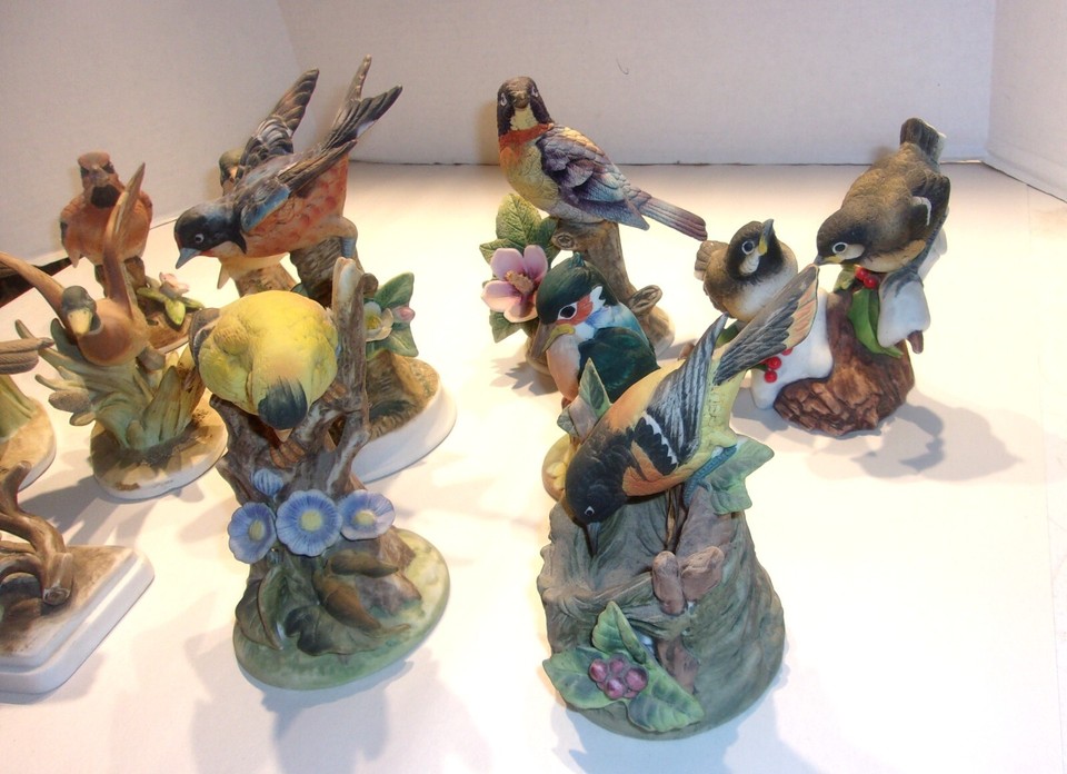 VINTAGE PORCELAIN ( 11) BIRD FIGURINE LOT LEFTON GORHAM ANDREA SADEK ...