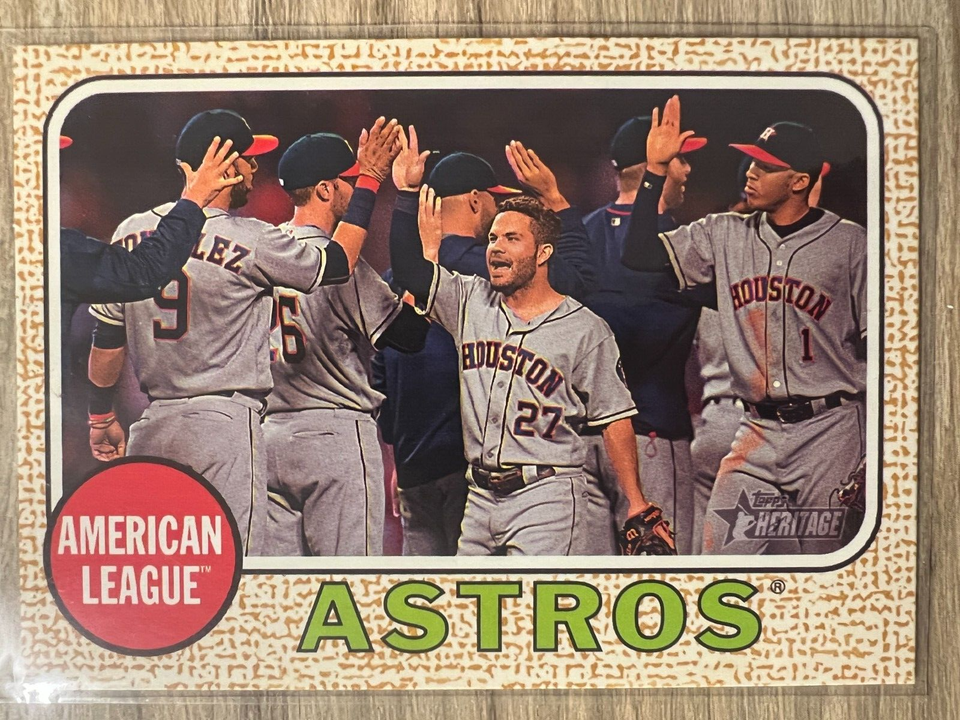 HOUSTON ASTROS Bright Yellow Back! 2017 TOPPS HERITAGE /25 World Series ...