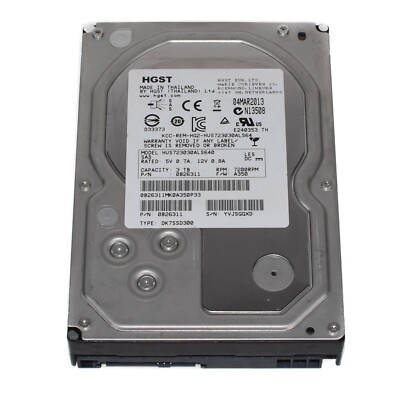 0B26311 HGST 3TB 7200 RPM SAS 3.5" HARD DRIVE HUS723030ALS640 NOT FOR ...