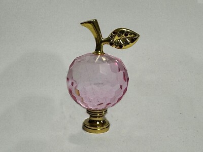 PINK ACRYLIC APPLE LAMP SHADE FINIAL W/SMALL RED/CLEAR ACCENT CRYSTALS ...