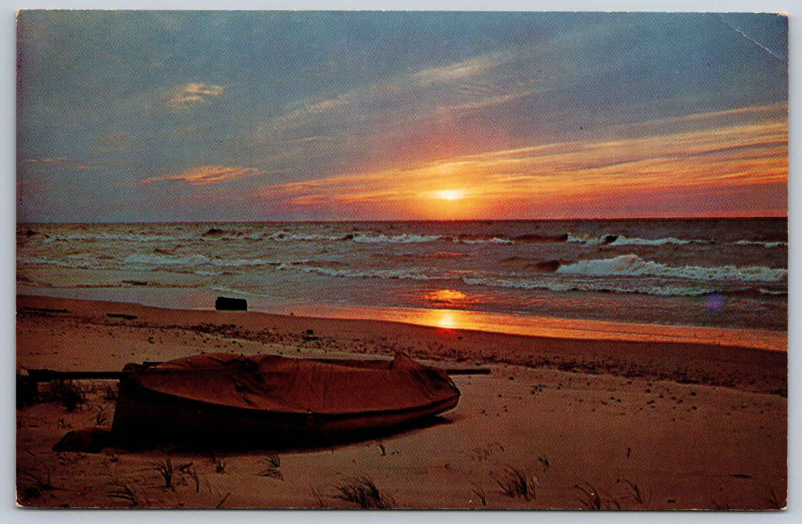 Postcard Indiana Dunes State Park Sunset on Lake Michigan Chesterton ...