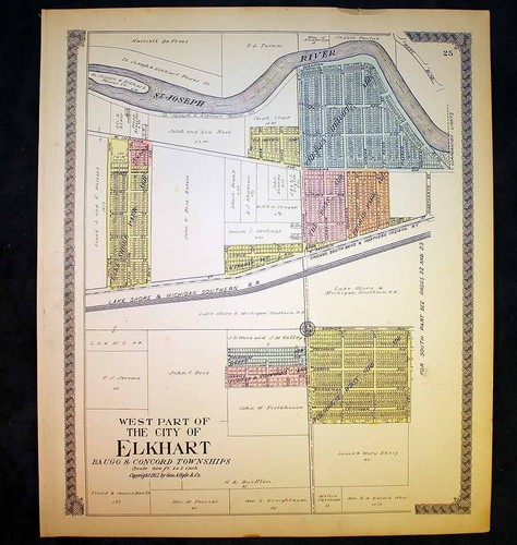City of Elkhart West Part 1915 Plat Map Elkhart County Indiana | eBay