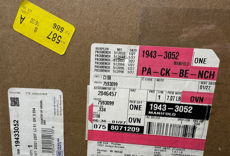 New OEM Genuine GM VALVE LIFTER VALLEY OIL MANIFOLD 19433052 ...