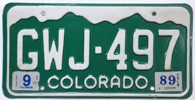 Vintage Colorado 1989 Green License Plate GWJ Jefferson County | eBay