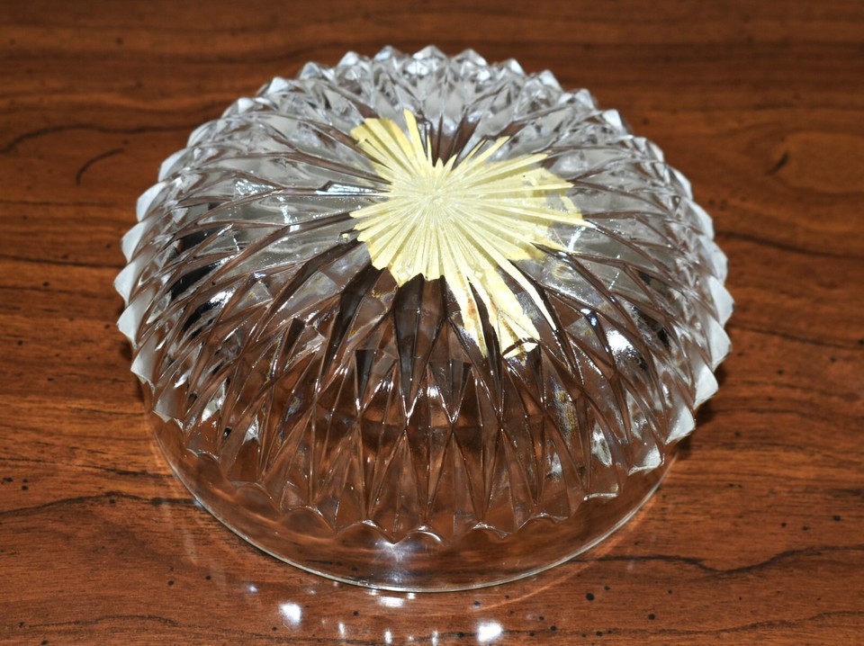Vintage Hand Cut English Lead Crystal Covered Candy Butter Dish Brama ...