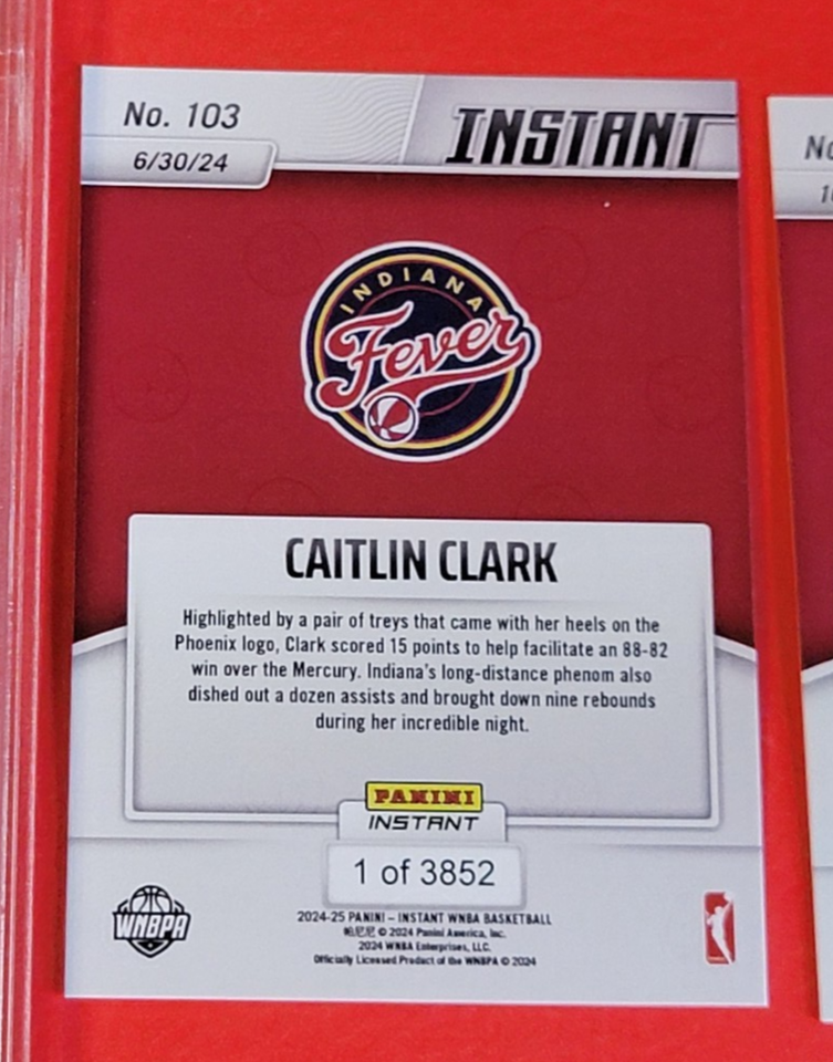Caitlin Clark ROOKIE CARD #d PSA MINT 9 ROOKIE OF YEAR + INSTANT RC #d1 ...