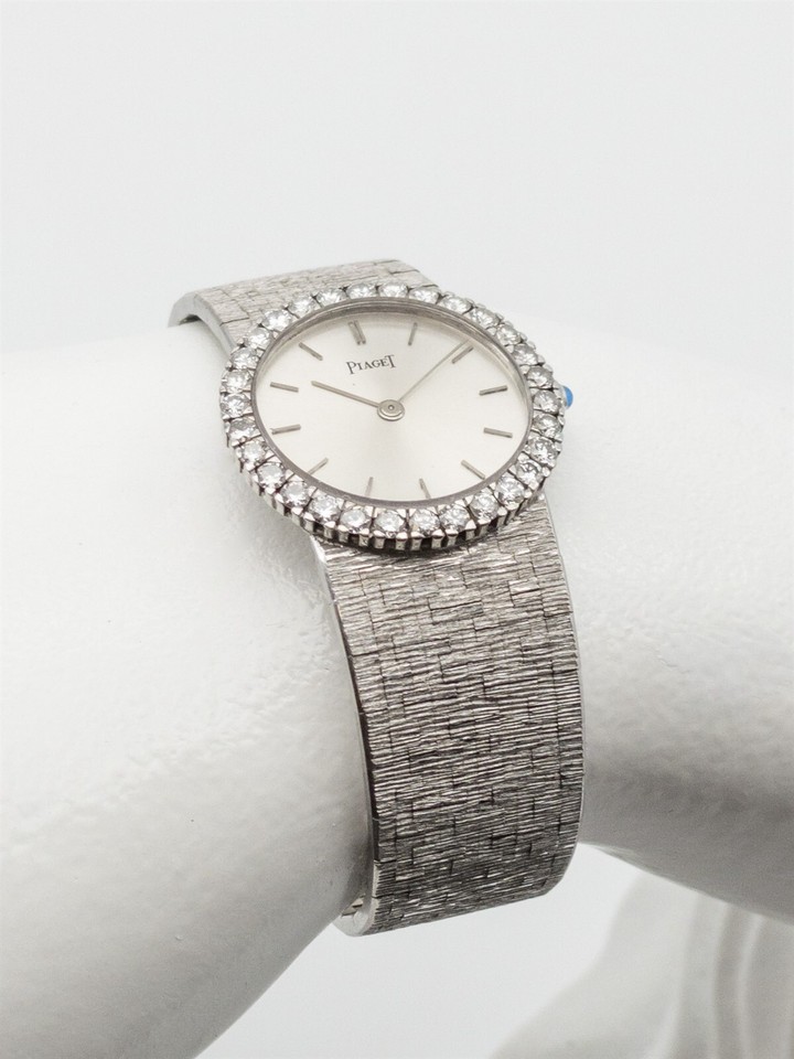 Vintage Piaget $20K 2ct Diamond 18k White Gold MIDSIZE 30mm Ladies ...