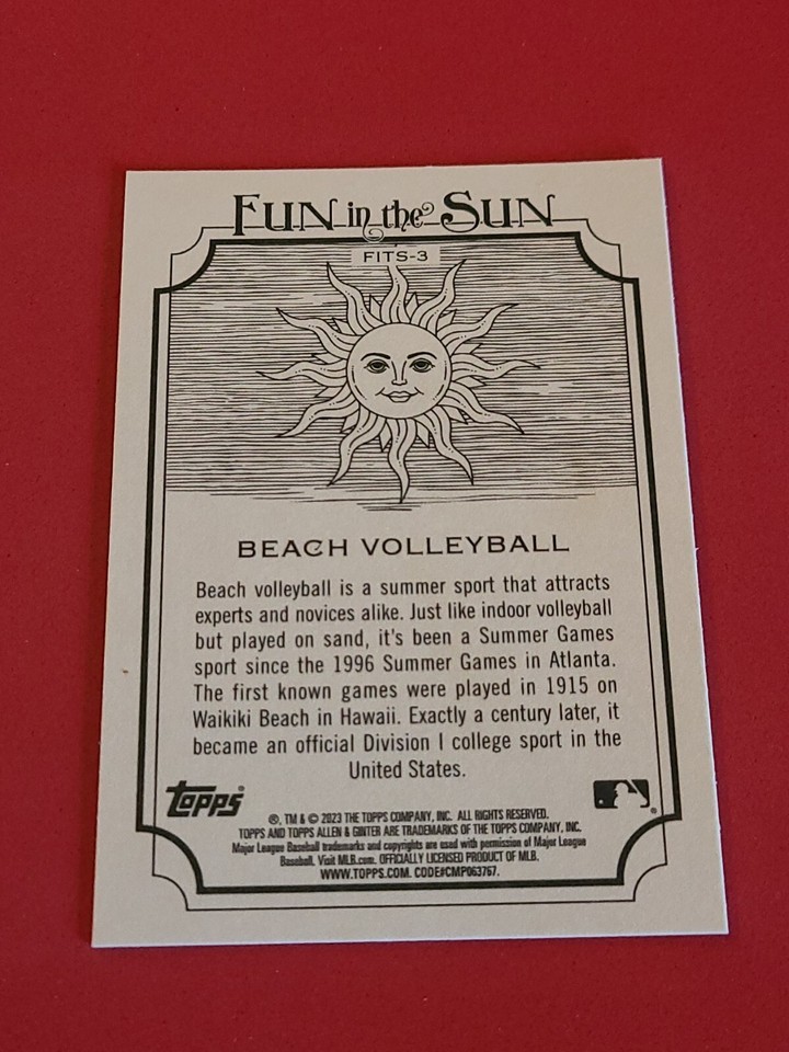 2023 Beach Volleyball Topps Allen & Ginter #FITS-3 Fun In The Sun ...