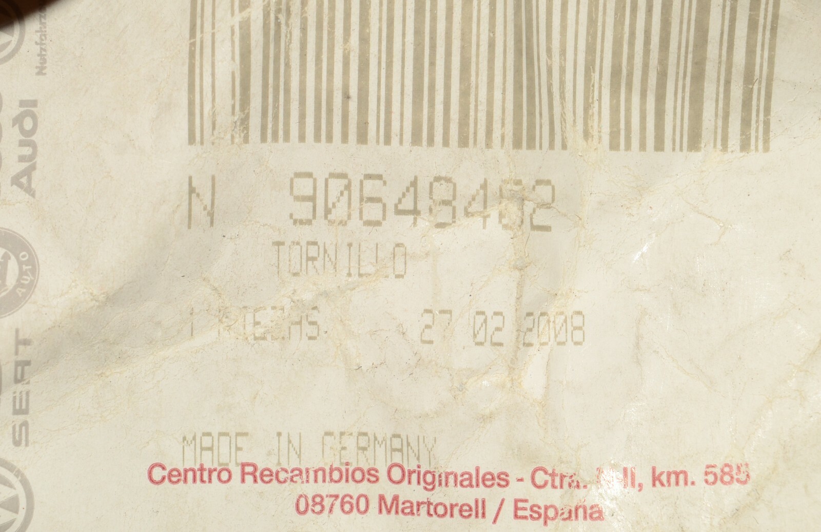 Genuine Audi Seat Skoda Volkswagen Hexagon Head Bolt M10X35 n90648402 ...