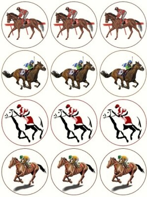 24 Horse Racing Theme Cake Toppers Edible Party Decorations | eBay