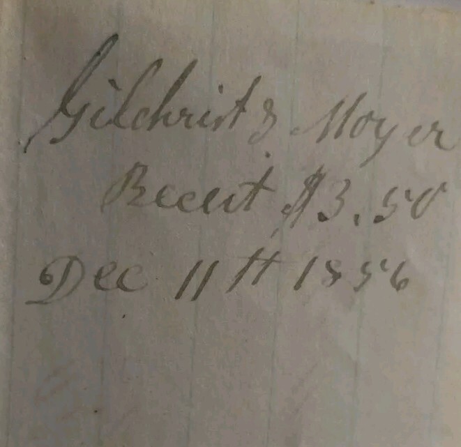 RARE Vintage Handwritten December 11, 1856 Promissory Note/Receipt $3. ...