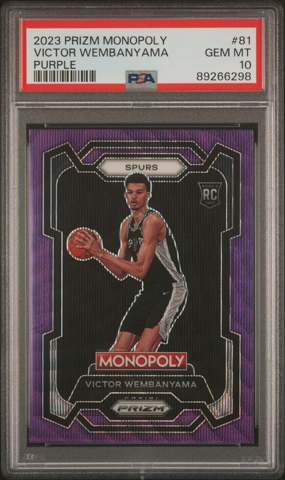 PSA 10 2023-24 Panini Prizm Victor Wembanyama RC Purple Wave Monopoly ...