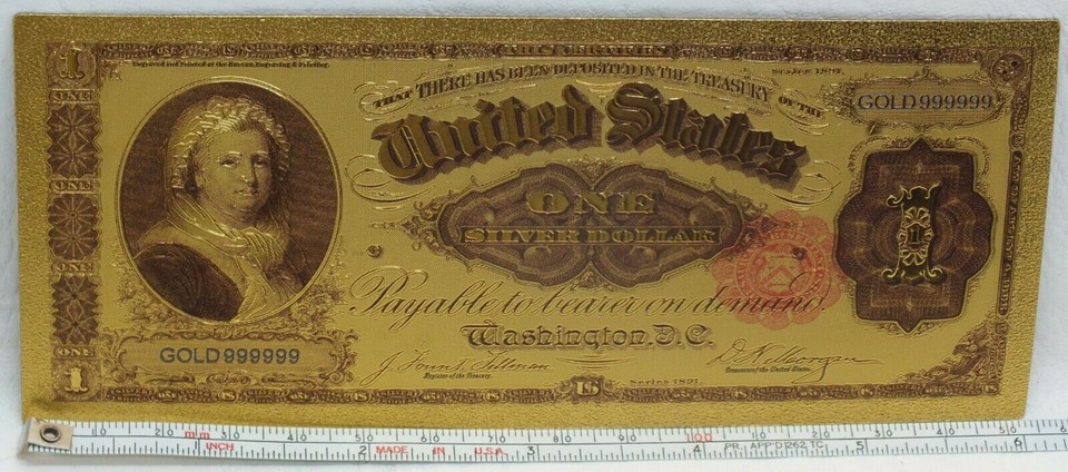 24K Gold-Plated Foil Note Currency Bill Paper Money Novelty Famous Cash ...