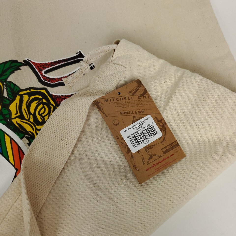 Denver Nuggets Mitchell & Ness NBA Tote Bag Printed Flower Art Cream ...