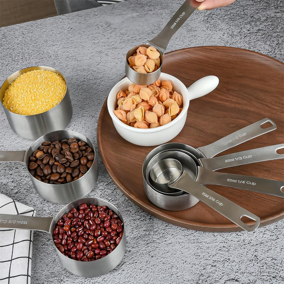 Measuring Cups Set 8, 18/8 (304) Stainless Steel Measuring Cups Set for ...