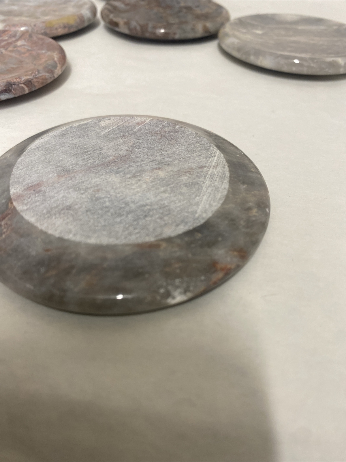Vintage Marble Natural Stone Coasters Set Of 6 With Holder Red Tan Gray ...
