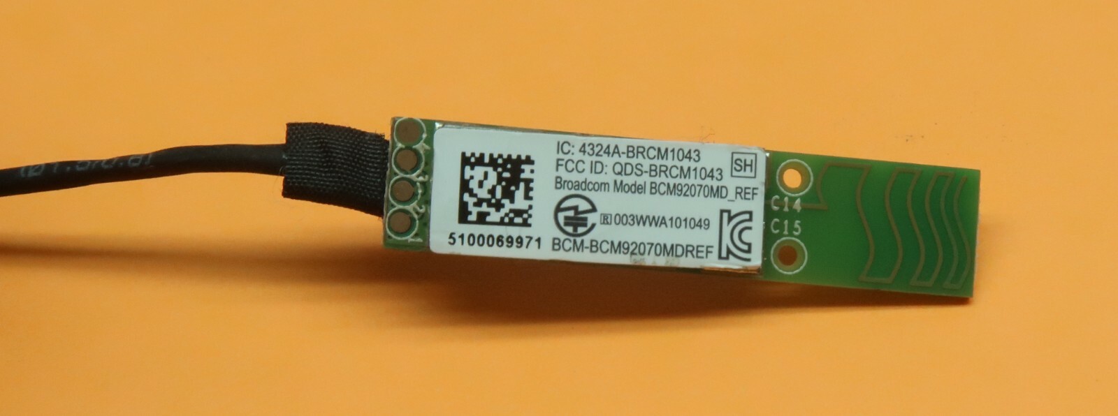 Bluetooth Boardcom Model BCM92070MDREF QDS-BRCM1043 w/cable IC:4324A ...