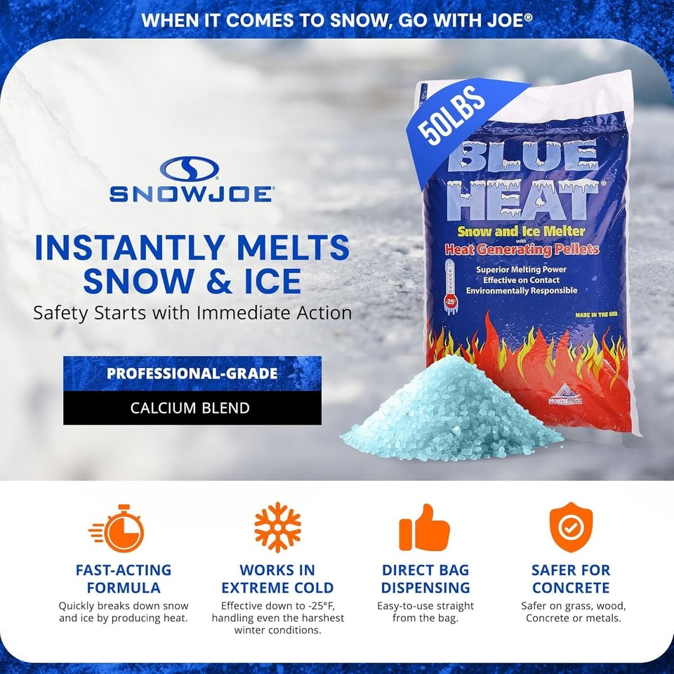 Heat Ice Melt Pellets Blue Calcium Blend Deicer Snow Melter for ...