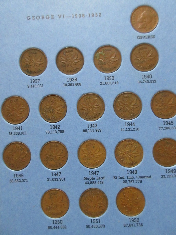 Set of Canada Small Cents 1920-1972 In WHITMAN Folder Penny 1c 1p | eBay