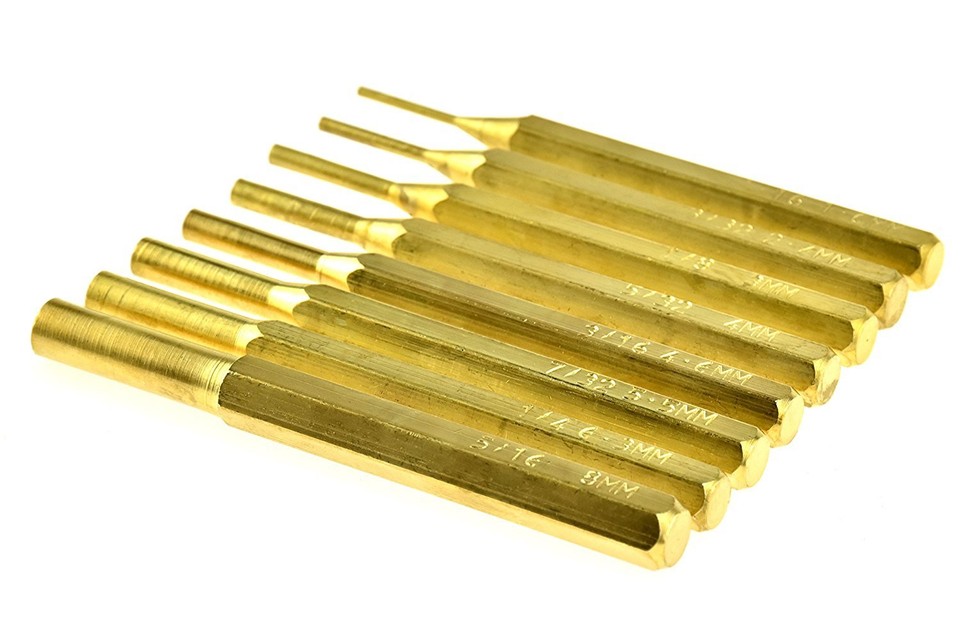 8pc Gunsmith Brass Roll Drift Pin Punch Set 1/16" - 5/16" Gun Cleaning ...