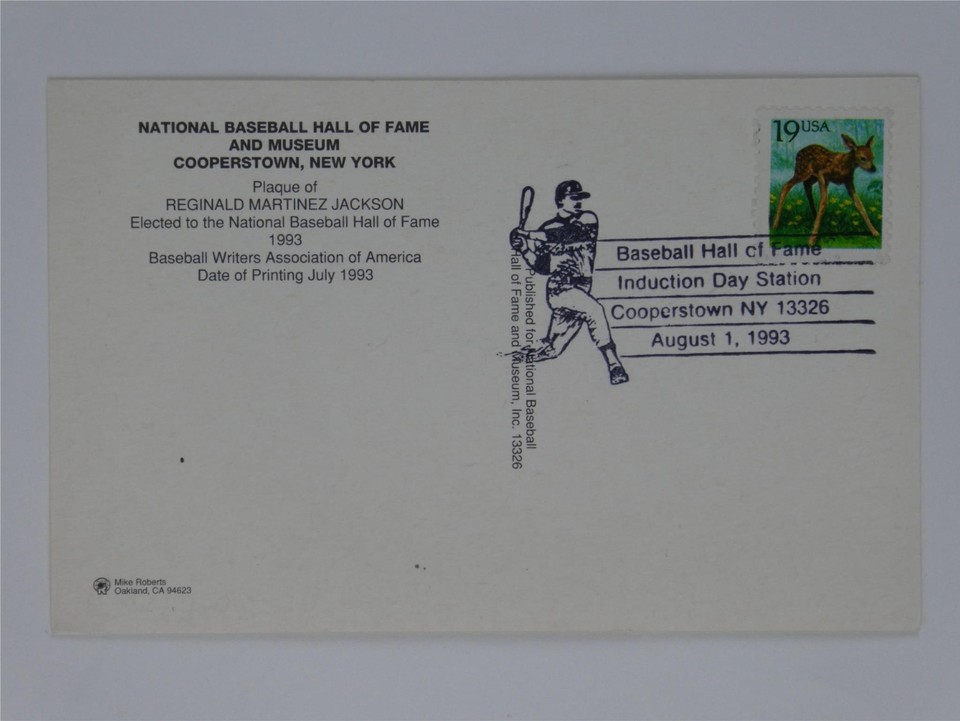Reggie Jackson HOF Plaque Postcard Hall of Fame New York Yankees ...