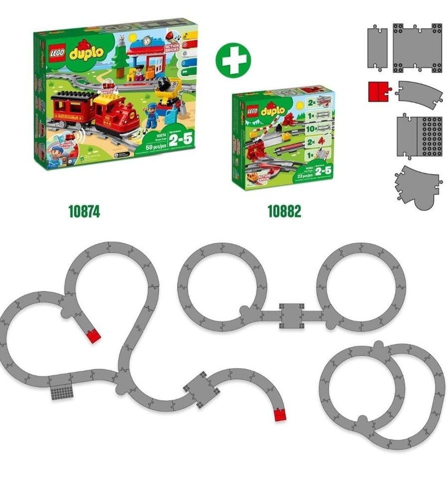 LEGO DUPLO Town Train Tracks Expansion Set, Building Toys for Toddlers ...