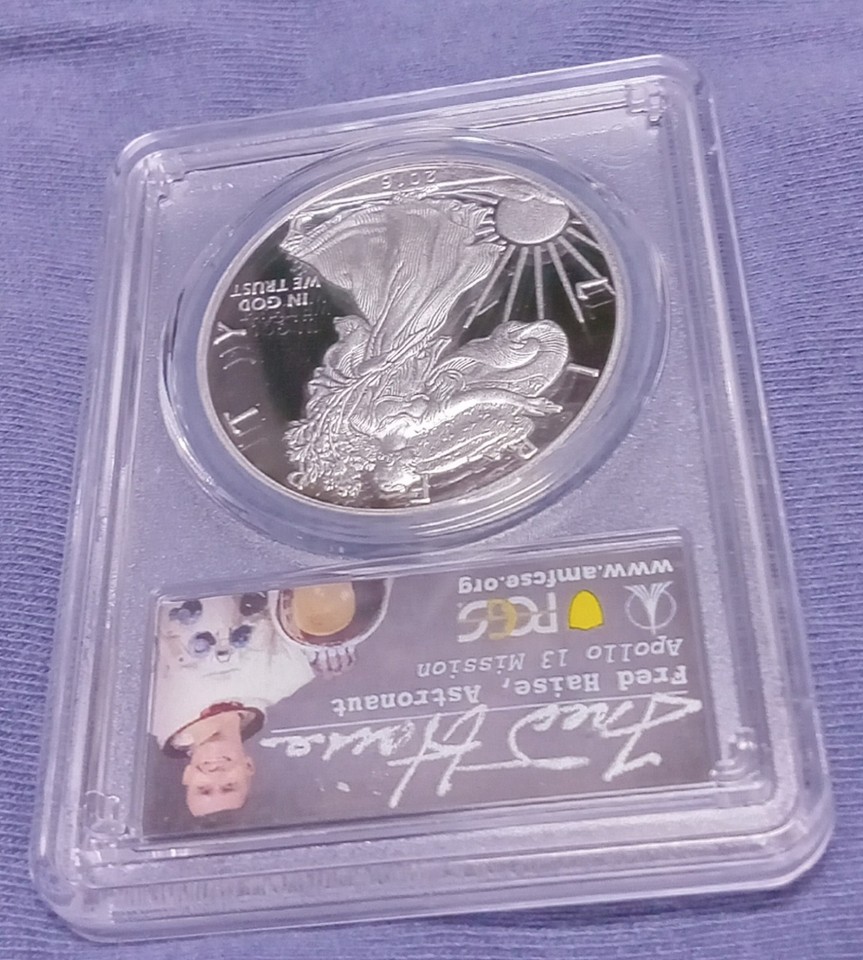 2016w .999 silver eagle Proof 70 pr70dcam Lettered Astronaut Fred Haise ...