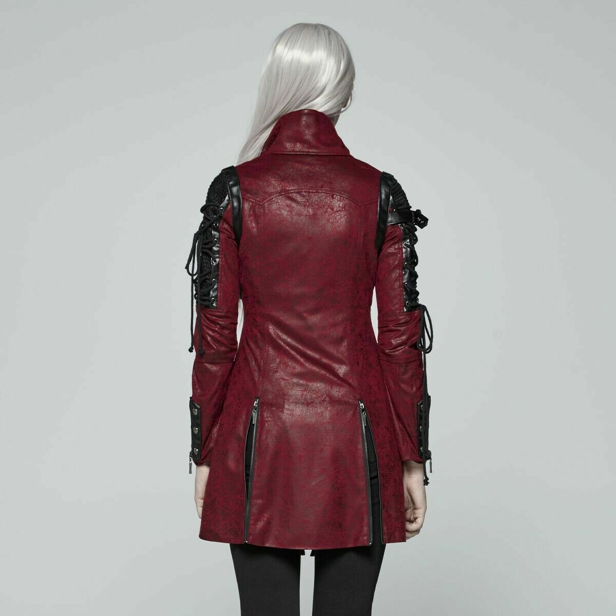 Authentic PUNK RAVE Gothic Vampire Heavy Metal Black Red Jacket Coat ...