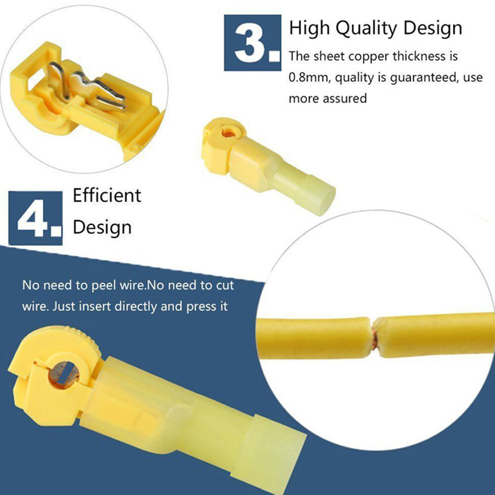 60PCS Quick Splice for Scotch T Tap Wire Crimp Lock Cable Terminals ...