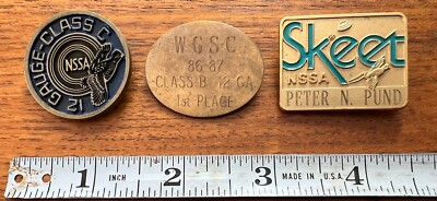 3 Vintage Metal Pins Pinbacks NSSA 12 Gauge Class C Skeet Class B 1st ...