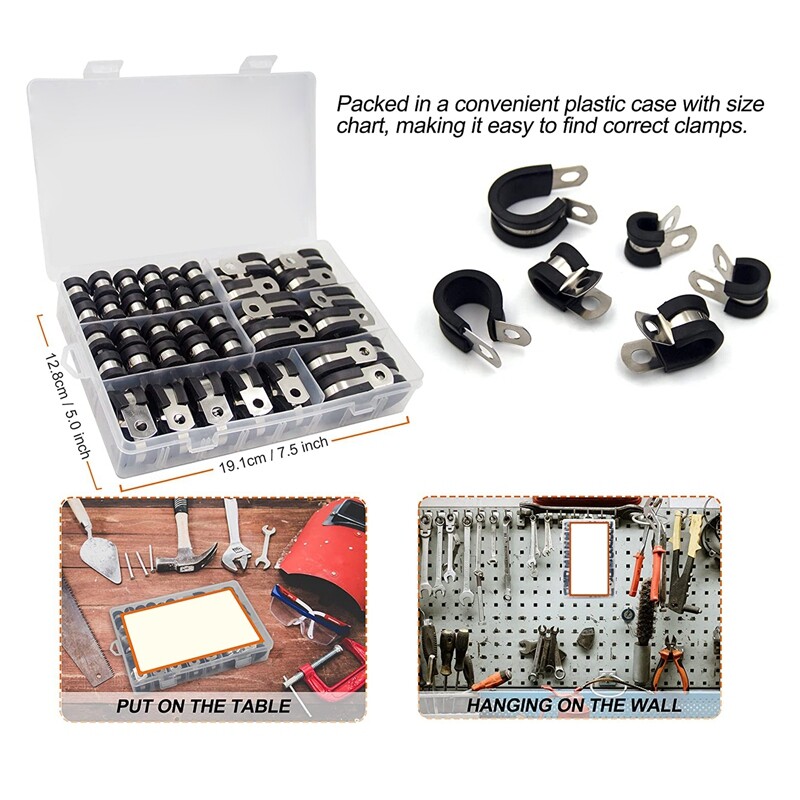 Cable Clamp Assortment Kit Stainless Steel Cushioned Insulated Cable ...