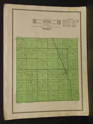 Minnesota Polk County Map Euclid Township 1915 W4#48 | eBay