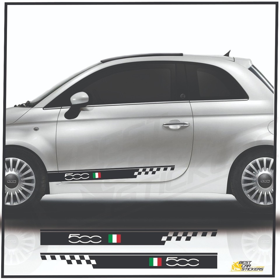 For Fiat 500 Side Racing Stripes Car Graphics Decals Vinyl Stickers ...