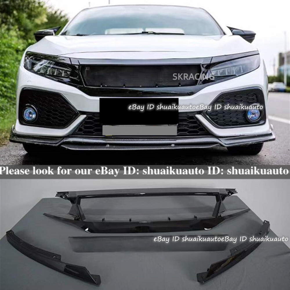 Fit For Honda Civic FK8 FC1 FK7 Gloss Black Front Center Mesh Grille ...