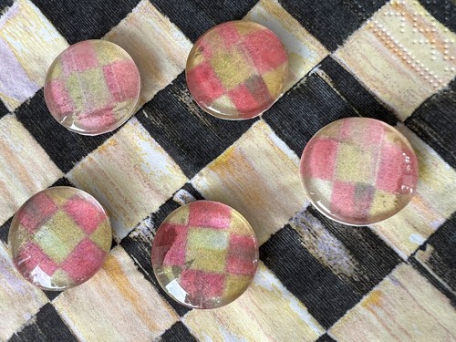 5 MACKENZIE CHILDS Inspired TULIP CHECK Magnets Office Home ...