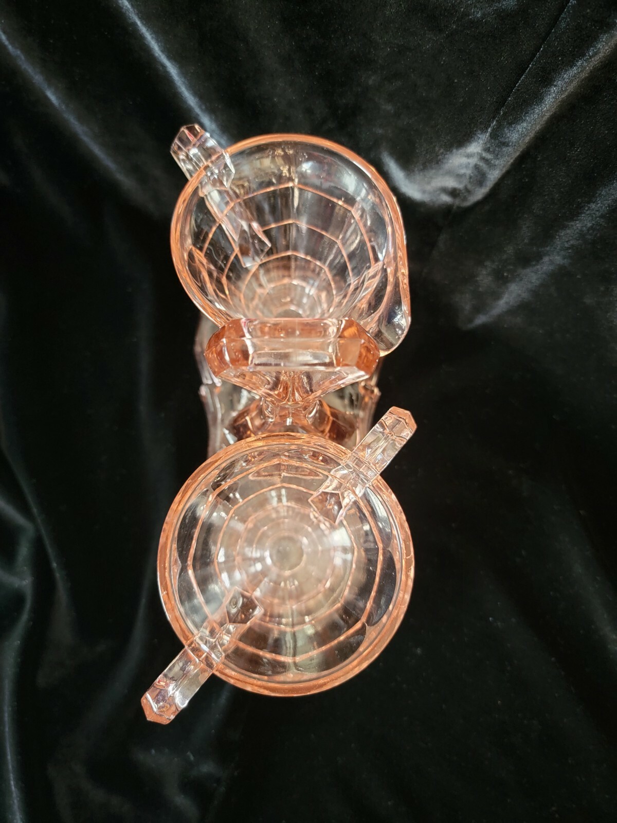 Pink Depression Cream & Sugar w/ Tray SET Indiana Glass Tea Room ...